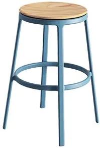 INFINITI - Barová židle ROUND & ROUND s dřevěným sedákem - nízká