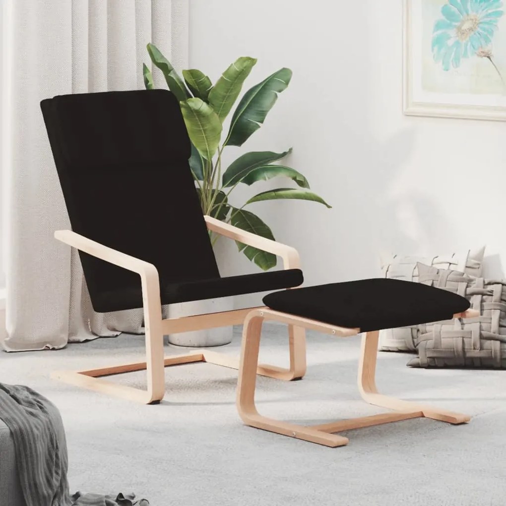 Relaxační křeslo s podnožkou černé textil 3154416