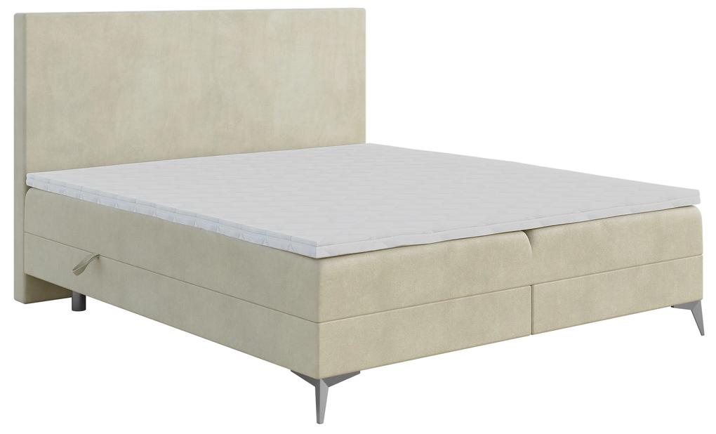 Kontinentální postel 180 cm Ricky (světlobéžová) (s matrací a úl. prostorem). 1043432
