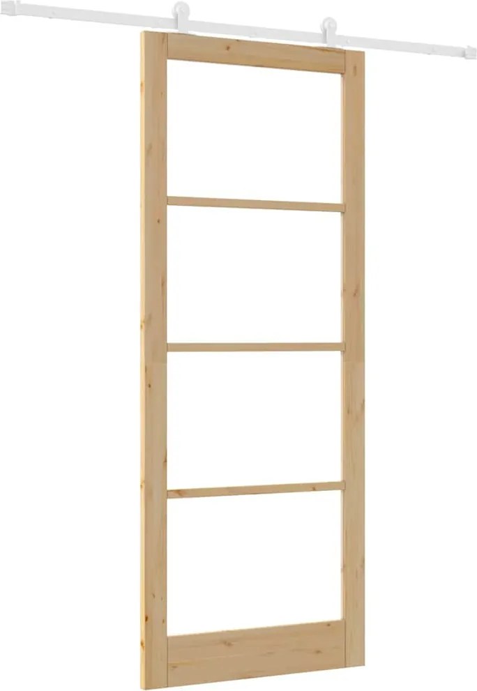 Posuvné dveře ORKDAL 93 x 232 cm Masivní borové dřevo a sklo 3332095