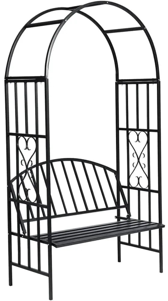 Pergola pro růže s lavičkou, černá