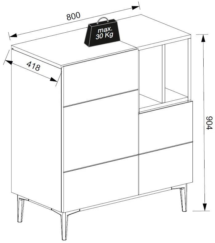Skříňka 2-dveřová Nola, dub artisan/černá
