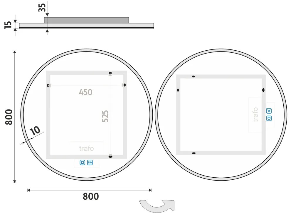 Nimco Kulaté LED zrcadlo pr. 800 se dvěma dotykovými senzory - ZP 26002RVX