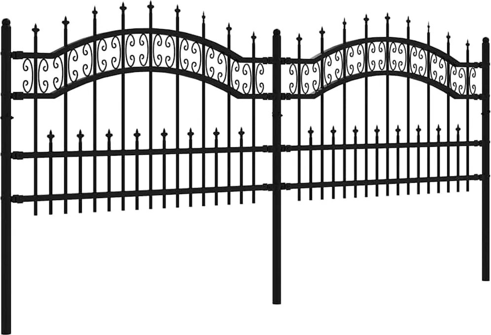 Zahradní plot KAMPEN s kopím nahoře černý 240 x 75 cm ocelový 151084