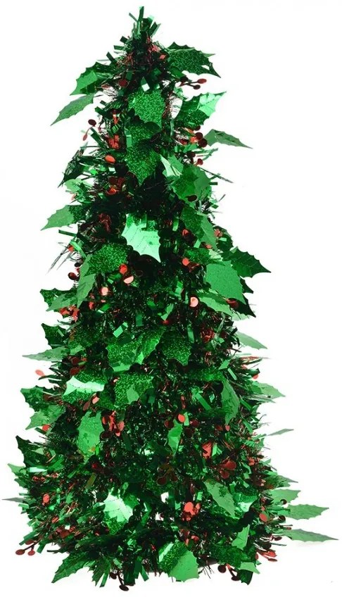 Zelená vánoční plastová dekorace stromek Chrismas - Ø 21*50 cm