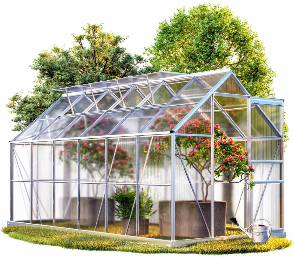 Zahradní skleník XL - 380x190x195cm + základna