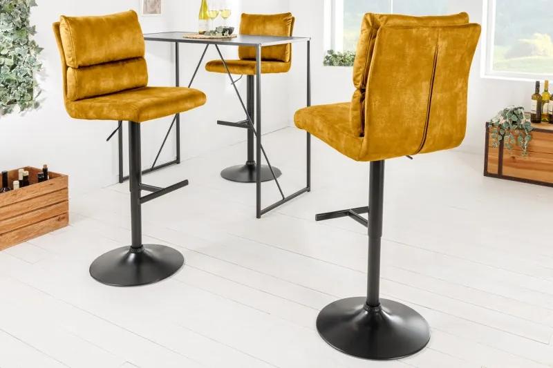Barová židle Comfort hořčičně žlutý samet/ 43652
