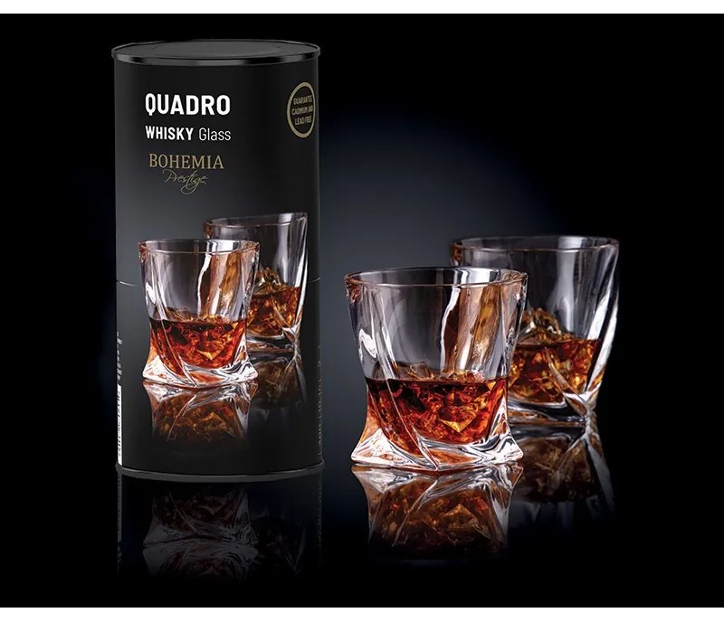 BOHEMIA PRESTIGE QUADRO SKLENICE NA WHISKY V TUBĚ 340 ML SADA 2KS