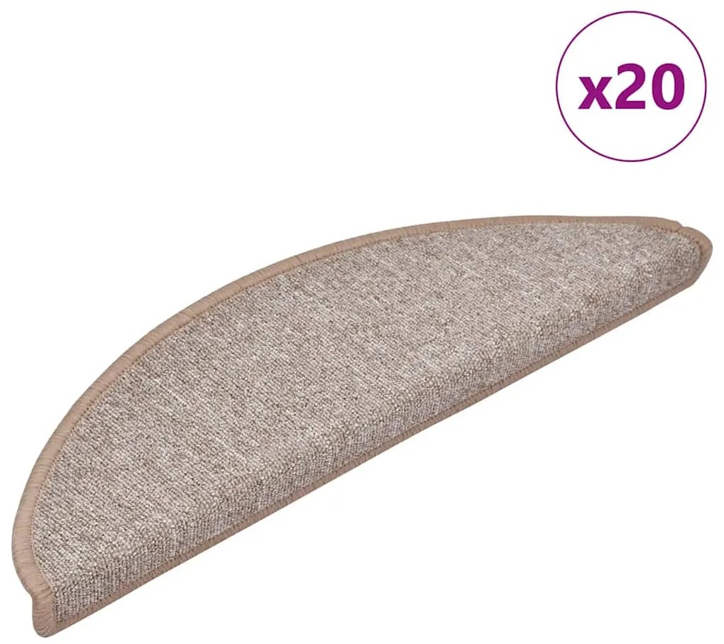 Schodové rohože 20 ks 56 x 17 x 3 cm světle hnědé půlkulaté 3365783