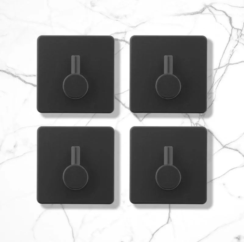 Erga Pad, samolepící háček na ručníky 4,5x4,5 cm (4ks), černá matná, ERG-YKA-CH.PAD-4-BLK