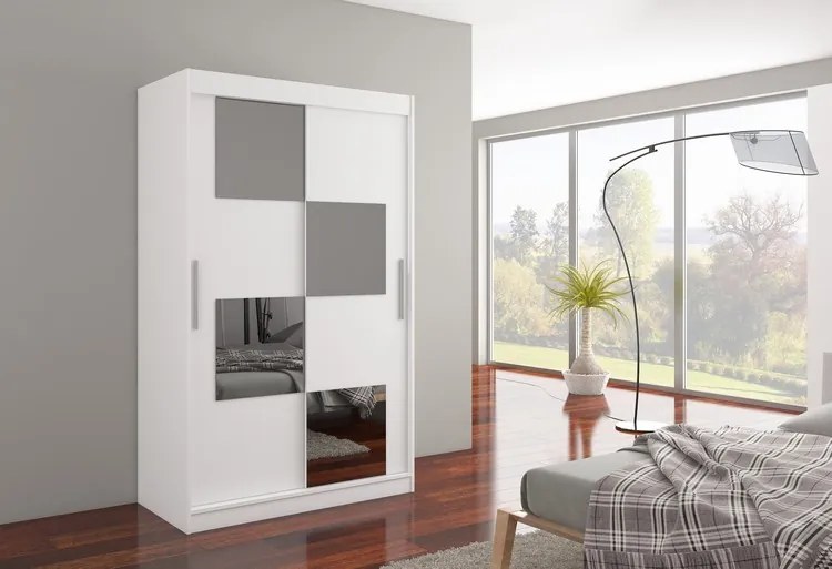 ADRK Furniture Skříň posuvná se zrcadlem LUGANO 120 SW-LUG-W-120+A044