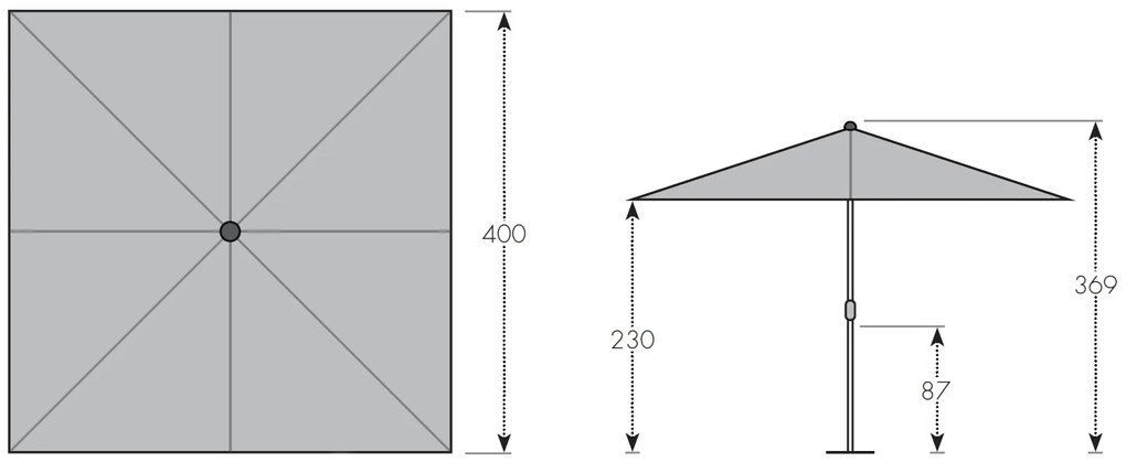 Slunečník DOPPLER Telestar 400 x 400 cm antracit