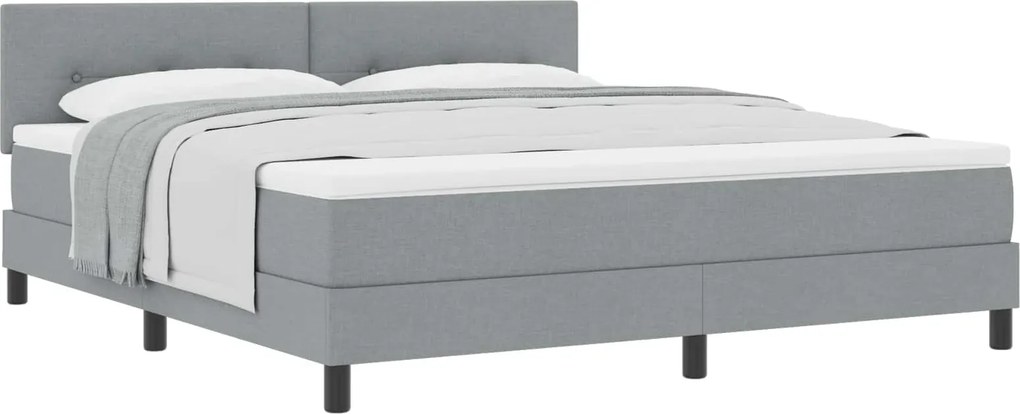 Postel s boxspringem s čelo Světle šedá 180 x 200 cm textil 3338706