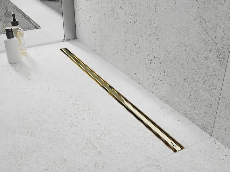 Mexen Flat 360° Slim otočný liniový odtok 130 cm, zlatý - 1541130