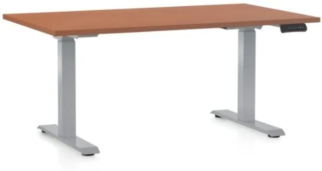 Výškově nastavitelný stůl OfficeTech D, 140 x 80 cm - šedá podnož Barva: Buk