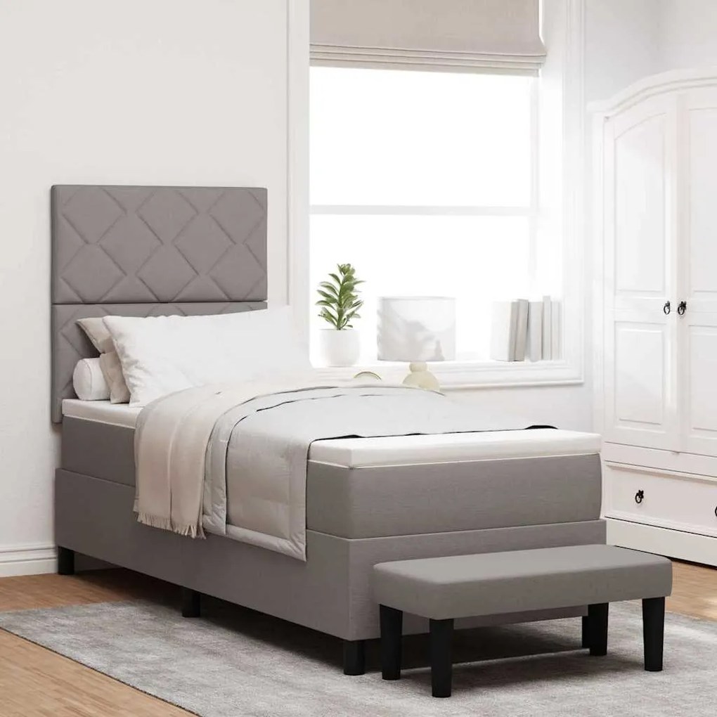 Postel s boxspringem s čelo Taupe 80 x 200 cm textil 3344104