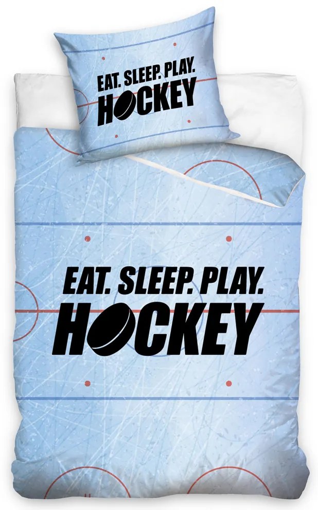 TipTrade Bavlněné povlečení 140x200 + 70x90 cm - Eat, sleep, play hockey