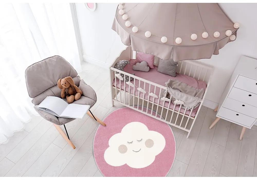 Růžový dětský koberec ø 100 cm Soft – FD