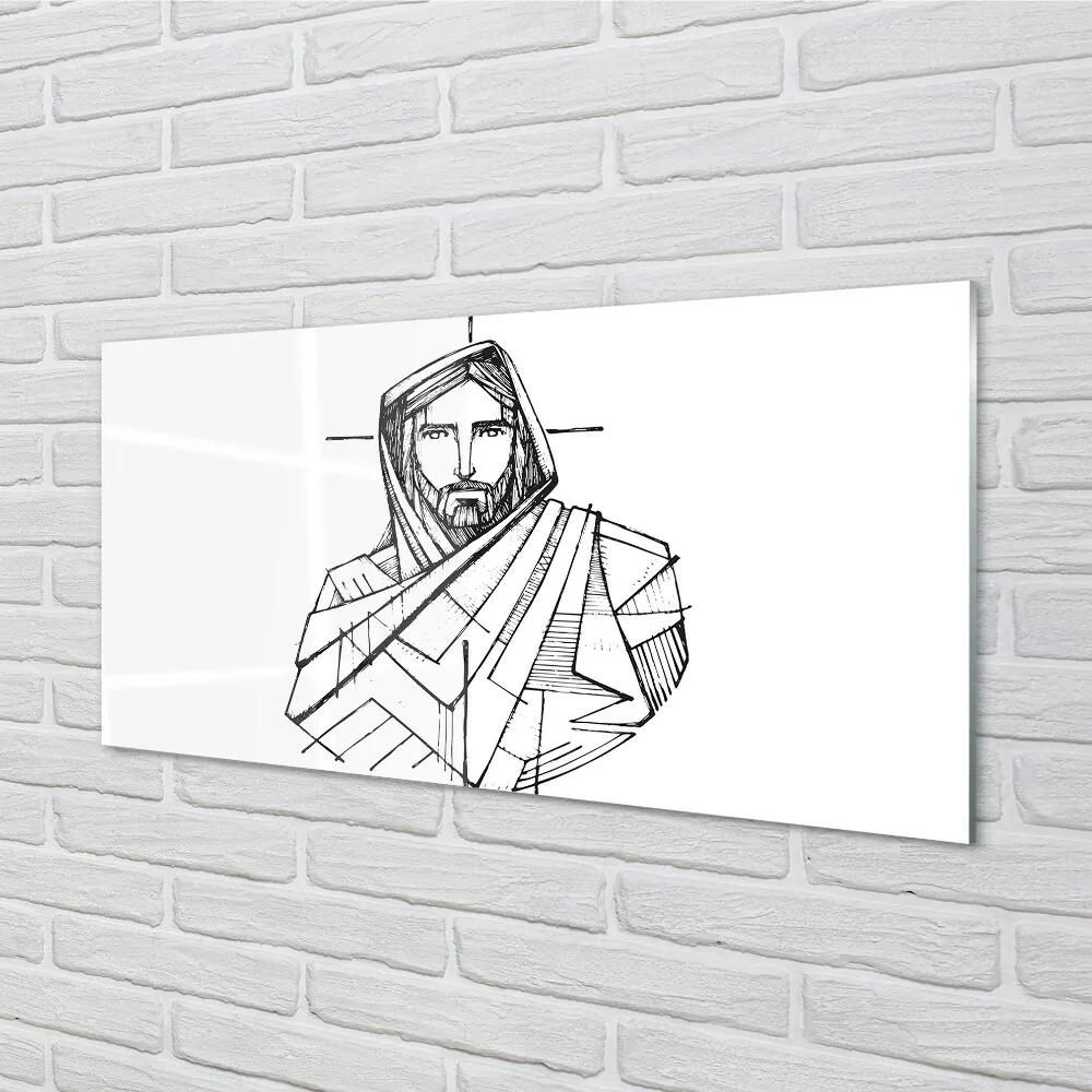 Obraz na skle Ježíš výkres 125x50 cm