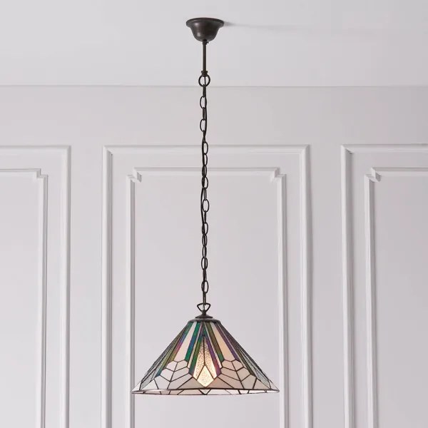 Endon 63937 - Lustr na řetězu Tiffany ASTORIA 1xE27/60W/230V pr. 40 cm