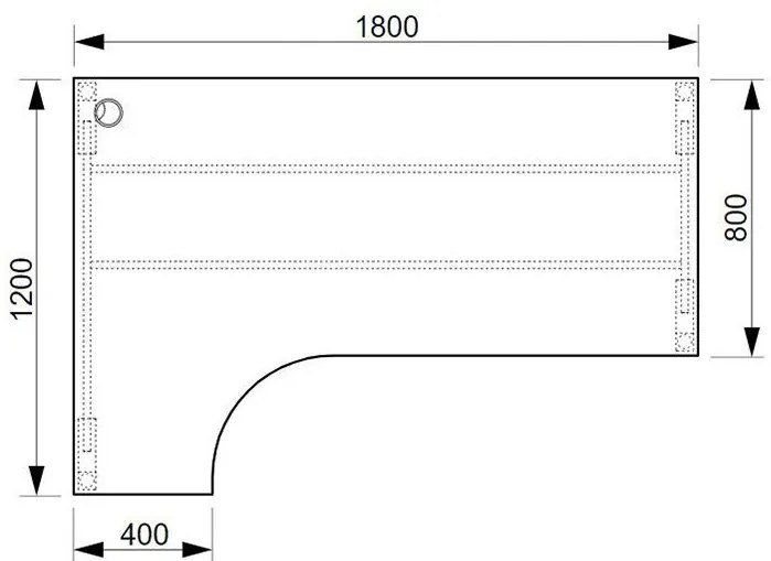 Kancelářský rohový stůl Hobis UEA 1800P, deskaakát, bílá RAL 9016