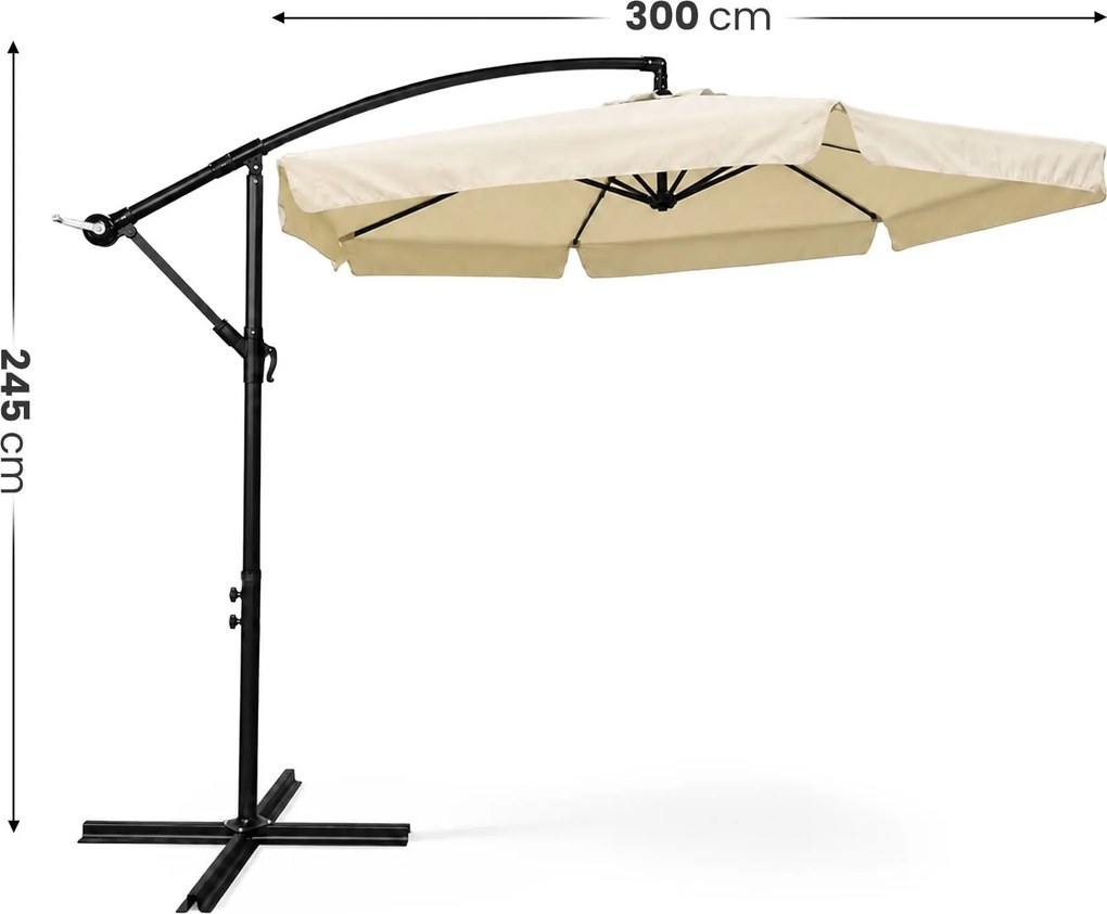 Zahradní slunečník CYNIA s boční nohou 300 cm béžový