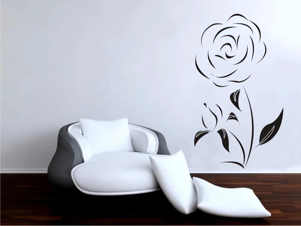 WALLVINIL Samolepky na zeď - Růže alone Barva: Béžová, Velikost: 100x60 cm, Pravá / Levá: LEVÁ (rostlina je nakloněna doleva)
