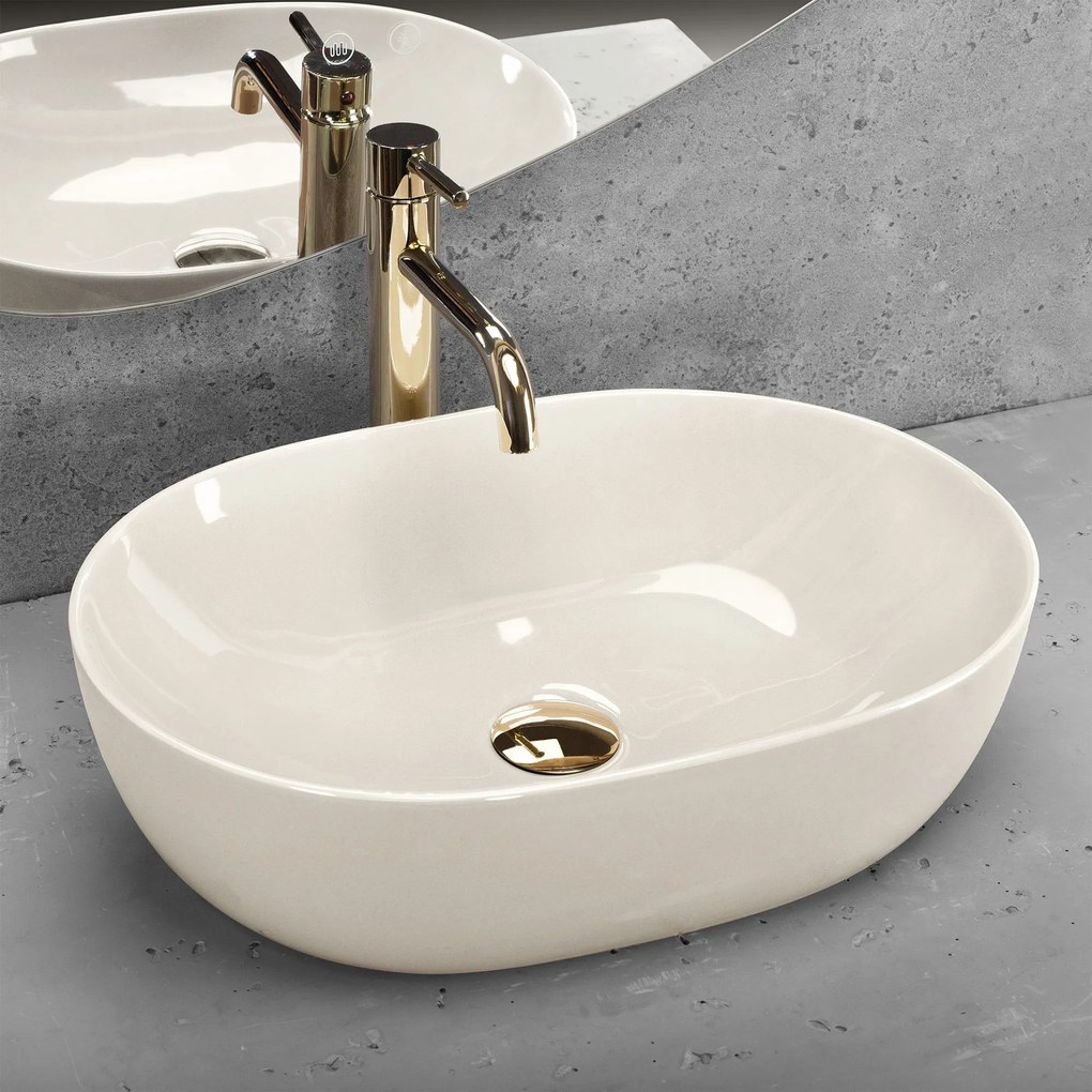 Rea Lisa, umyvadlo na desku 490x350x140 mm, ecru lesklá, REA-U4591
