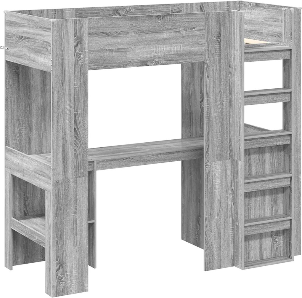 Rám patrové postele se stolem s policí Šedá Sonoma 75 x 190 cm 3410432