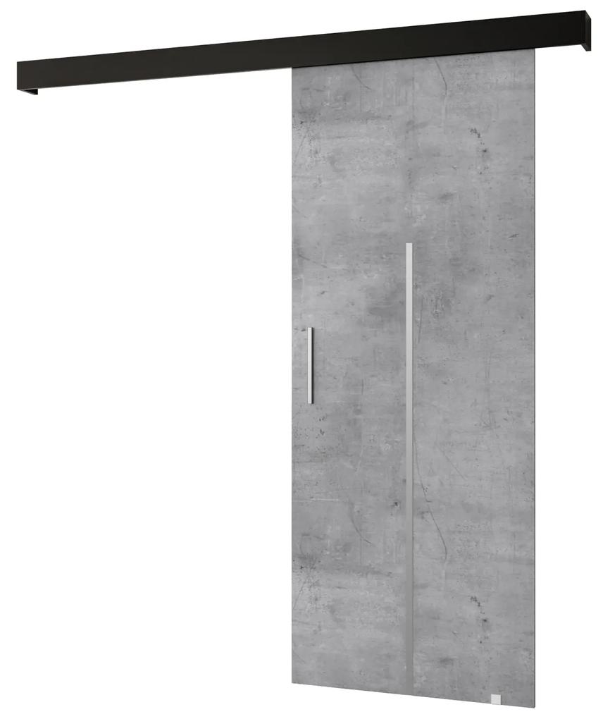 Posuvné dveře 90 cm Sharlene X (beton + černá matná + stříbrná). 1043971