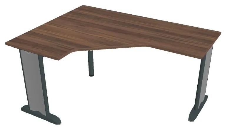 Stůl ergo lomený pravý 160×120 cm - Hobis Flex FEV 60 P Dekor stolové desky: ořech, Barva nohou: černá