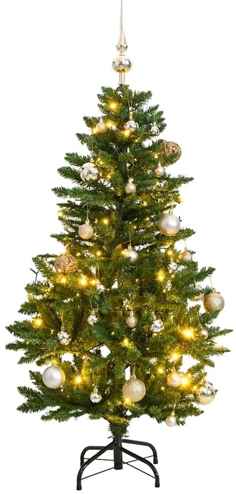 Umělý sklápěcí vánoční stromek se 150 LED a koulemi 150 cm 3210094