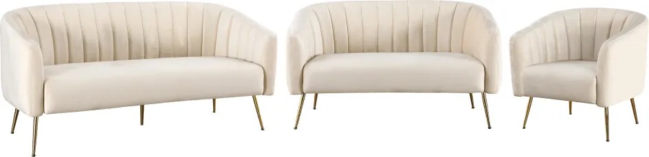 Designový 3-sed, béžová Velvet látka/gold chrom-zlatý, BAGY