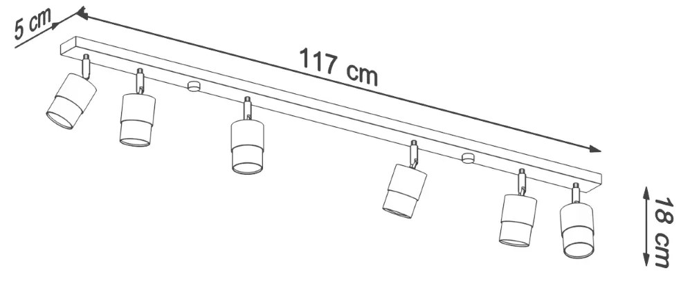 Bodové svítidlo Nero, 6x černé kovové stínítko, (možnost polohování), ch