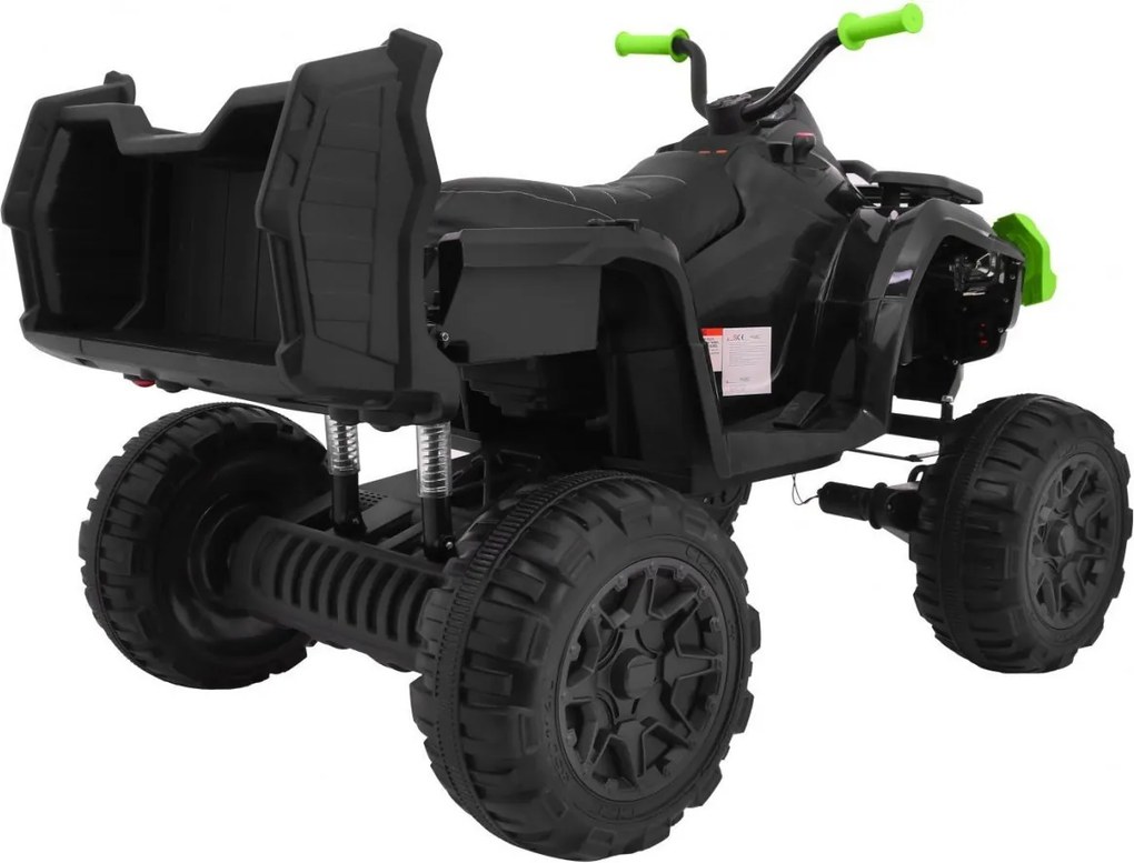 Ramiz Dětská čtyřkolka XL ATV 2,4 GHz na baterie černo-zelená na dálkové ovládání + pohon 4x4 + nosič zavazadel + pomalý start + EVA + LED a zvuky