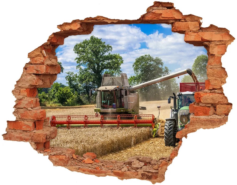 Wallmuralia Fototapeta díra na zeď Kombajn a traktor 90x70 cm