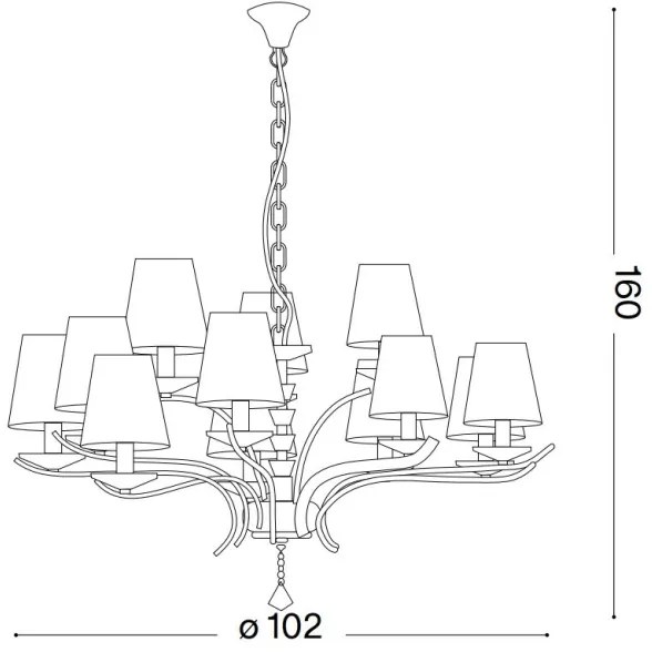 Ideal Lux - Lustr na řetězu PEGASO 12xE14/28W/230V pr. 102 cm zlatá