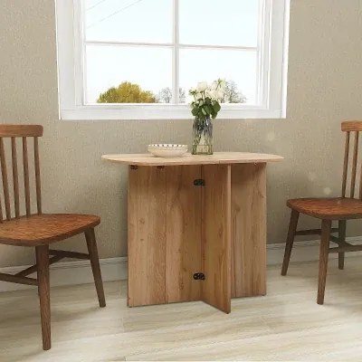 HOMCOM Jídelní stůl, skládací stůl, pro až 4 osoby, skládací, robustní, dubový vzhled, 90 x 60 x 74 cm