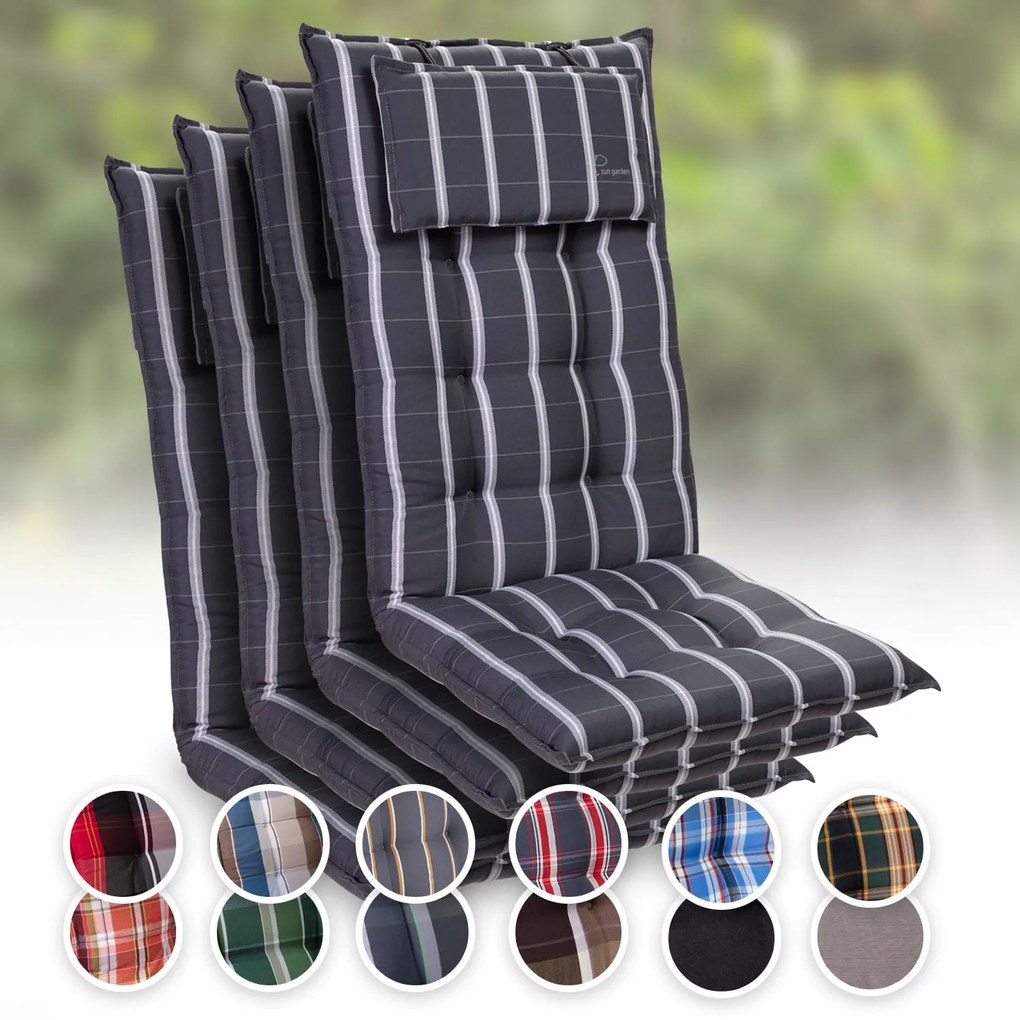 Sylt, čalouněná podložka, podložka na židli, podložka na výše polohovací křeslo, polštář, polyester, 50 × 120 × 9 cm, 4x podložka