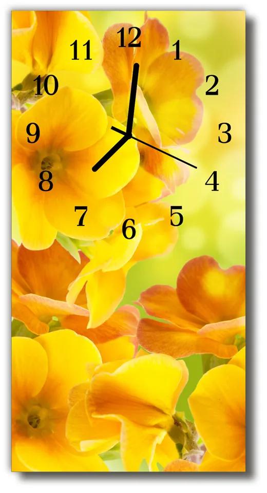 Skleněné hodiny vertikální Květiny příroda žluté okvětní lístky