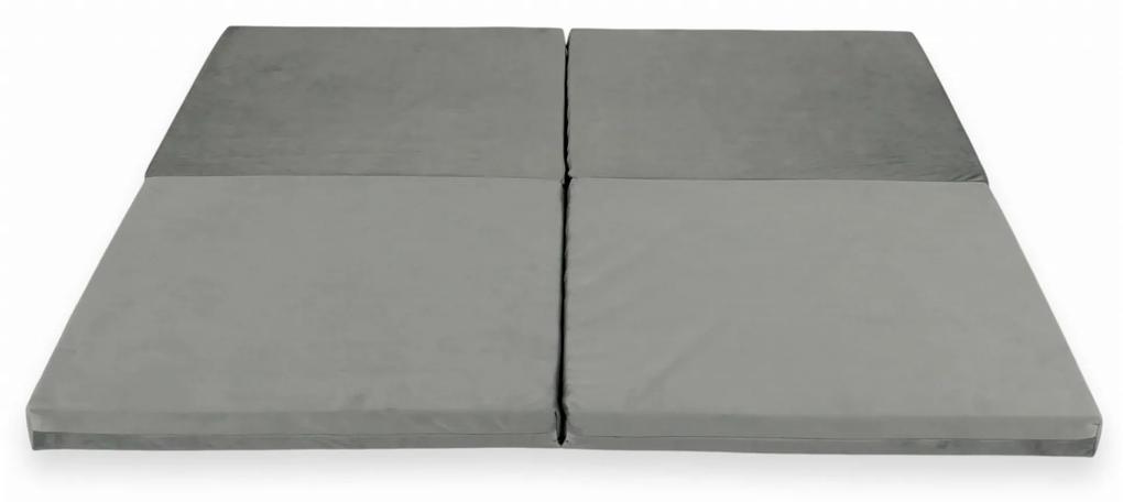 Mimii Hrací skládací podložka 120 x 120 cm, samet šedá