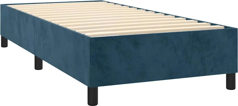 Box spring postel s matrací a LED tmavě modrá 80 x 200 cm samet 3139533