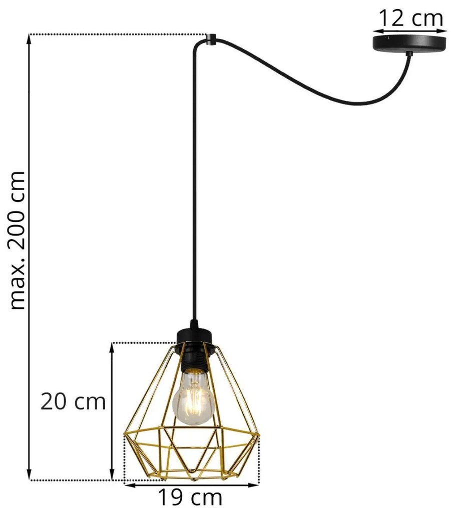 Závěsné svítidlo Fusion Spider, 1x zlaté drátěné stínítko