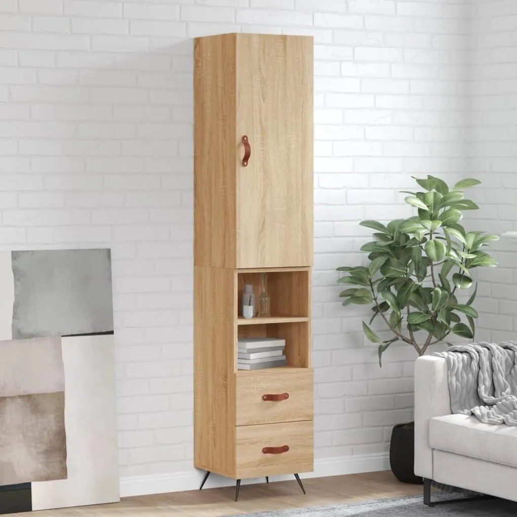 vidaXL Skříň highboard 34,5 x 34 x 180 cm kompozitní dřevo [3198889] Barva: šedá sonoma