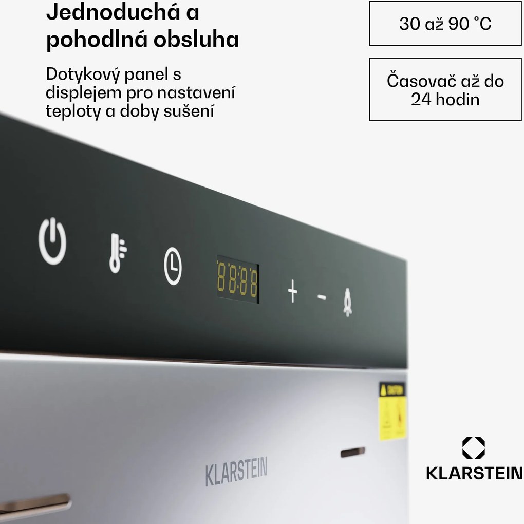 Klarstein Sušička MasterJerky 300, 2 000 W, 30 - 90 °C, 24hodinový časovač, nerezová ocel