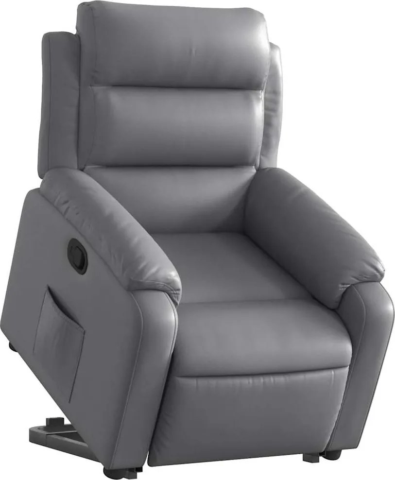 Zvedací polohovací křeslo šedé umělá kůže 3205045