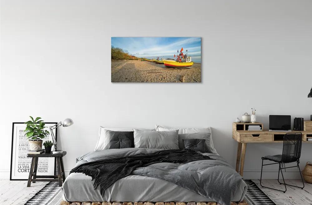 Obrazy na plátně Gdańsk Beach lodě sea 100x50 cm