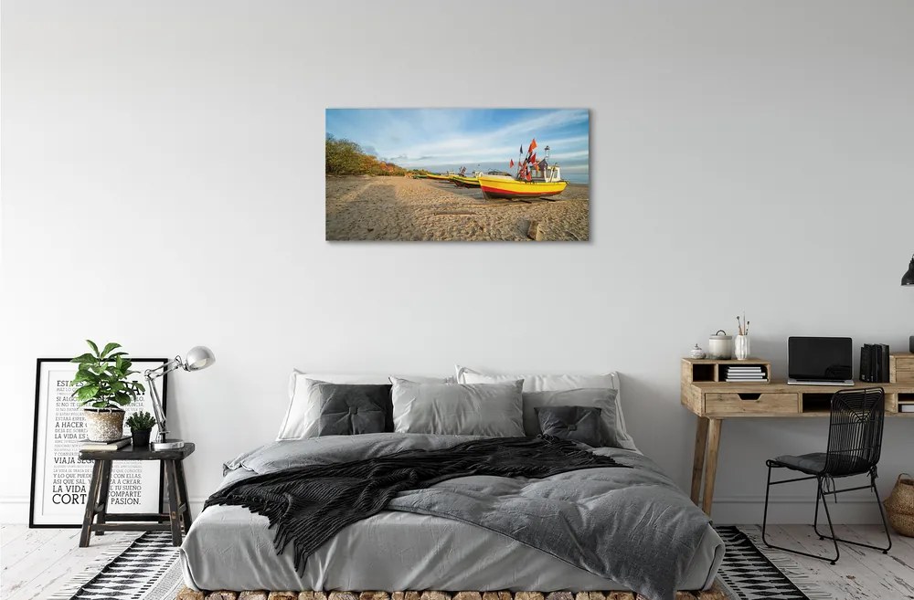 Obrazy na plátně Gdańsk Beach lodě sea 120x60 cm