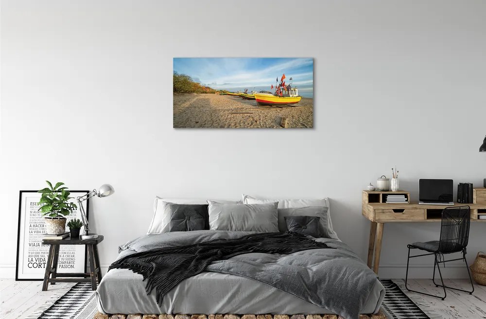 Obrazy na plátně Gdańsk Beach lodě sea 125x50 cm