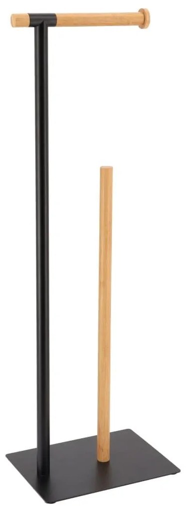 Stojan na toaletní papír Black Bamboo, černá/s dřevěnými prvky